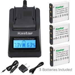 Kastar Fast Charger Kit and SLB1237 Battery (3-Pack) for Samsung SLB ...