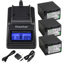 Kastar Fast Charger and NP-FH100 Battery (3X) Replacement for Sony DCR-DVD92 408 508 560 610 650 ...