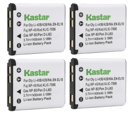 Kastar Battery 4 Packs for Cas NP-80 Exilim EX-Z88 EX-Z115 EX-Z270 EX ...